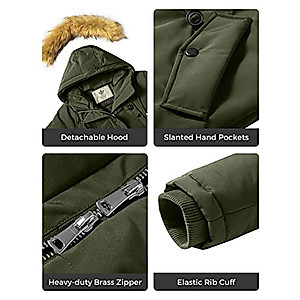 WenVen Women's Winter Hooded Waterproof Parka Jacket Long Coat (Army green, XL)
