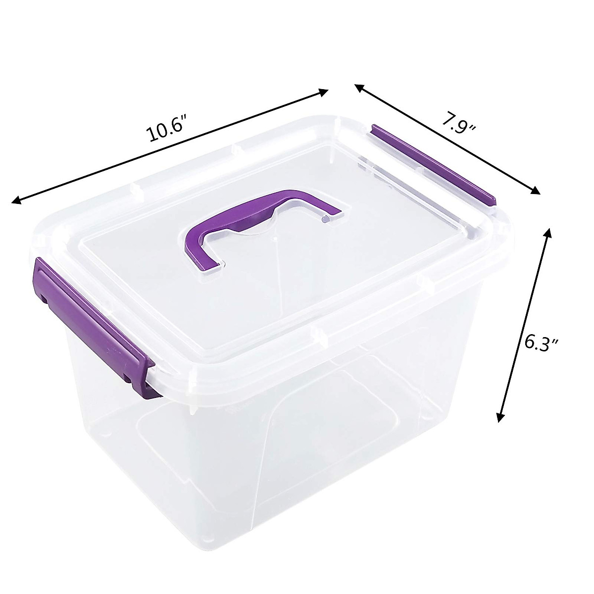 Sandmovie 6 Quart Clear Latching Box with Lid and Handles, Clear Plastic Storage Tote, 6 Packs