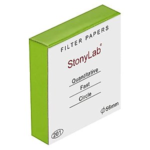 stonylab Quantitative Filter Paper Circles, 100 Pack Fast Speed Cellulose Filter Paper 25 Microns Particle Retention, 56 mm Diameter