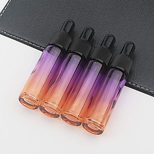 Kesell 8 Pack Dropper Bottles, 10ml Essential Oil Glass Bottles Purple Orange Gradient Color Reusable Portable Small Glass Perfume Bottles