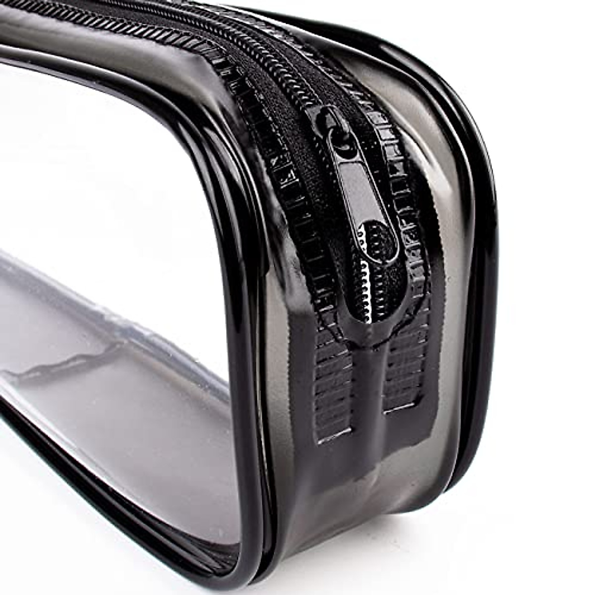 Rolybag Clear PVC Zipper Pen Pencil Bag,Portable Travel Toiletry Bag Waterproof Makeup Cosmetic Bag for Travel Home Office Makeup Brushes Storage (Black &White)