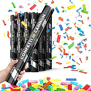 Confetti Cannon - 16" X-Large Party Poppers Confetti Shooters, Multicolor Biodegradable Confetti Cannons (Confetti Blasters/Gun/Bomb)Compressed Air, Launch 25ft, Loud Pop - For Wedding, New Year's Eve