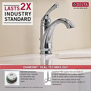 Delta Faucet Haywood Single Hole Bathroom Faucet Brushed Nickel, Single Handle Bathroom Faucet, Diamond Seal Technology, Drain Assembly, Stainless 15999-SS-DST