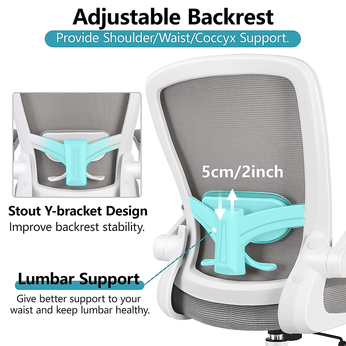 FelixKing Ergonomic Office Chair, Adjustable Height, Breathable Mesh Fabric, Lumbar Support, Gray