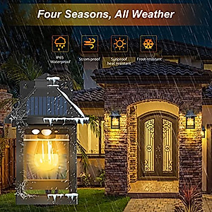 INDARUN Solar Wall Lantern Lights with 3 Modes, Solar Lights Outdoor Waterproof, Dusk to Dawn Motion Sensor LED Wall Sconce, Porch Barn Light, Warm White Lighting for Garage, Yard, Patio