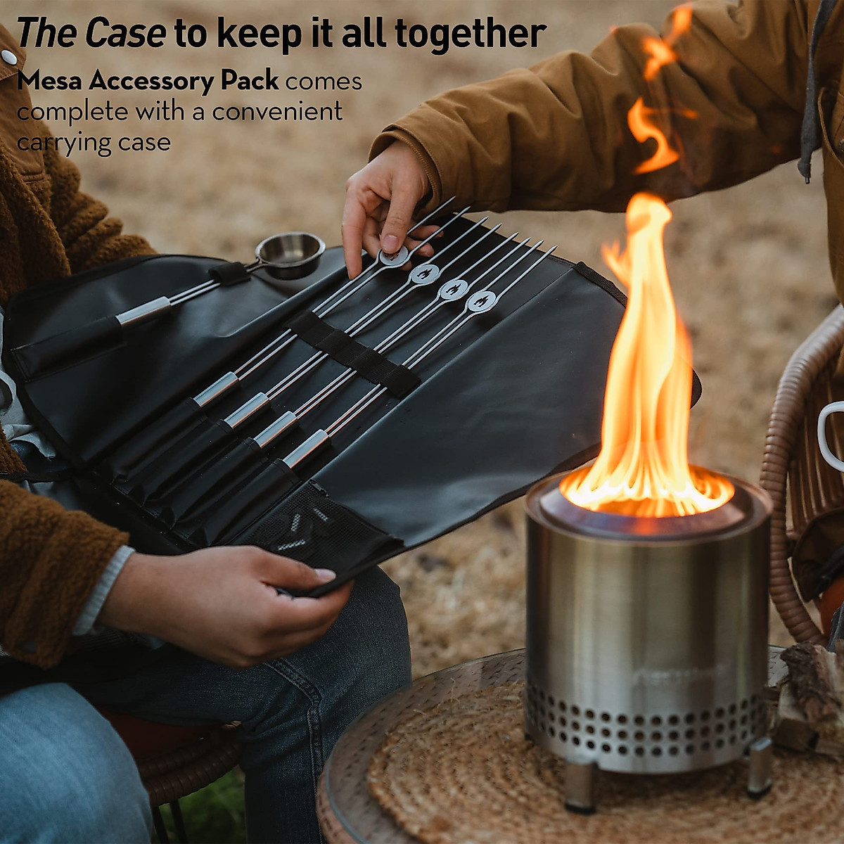 Solo Stove Mesa Accessory Pack | Incl. 4 Stainless Steel Mini Sticks + Stick Rests, Pellet Scoop, Mesa Lid, Carry Case, Accessories for Outdoor Fire Pit, 8.8 x 16 in, 2.5 lbs