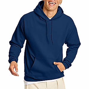 Hanes Men's Pullover EcoSmart Hooded Sweatshirt, Navy, XX-Large