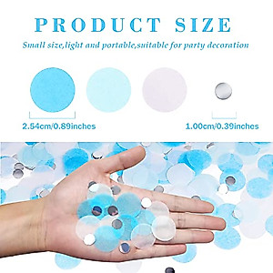 VCOSTORE Tissue Paper Confetti Circles - Round Paper Confetti Dots,Large Table Confetti for Birthday Wedding Party Decoration and Gift Box decoration, 5000 pieces - Blue White & Sliver Confetti