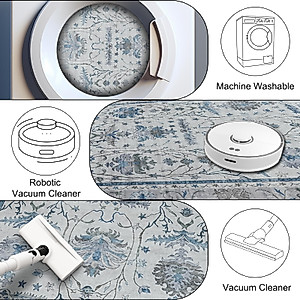 BRICHOEE 2x3 Grey Thin Rug Washable Boho Rug Small Area Rug Non-Slip Non-Shedding Area Rug for Door Mat, Kitchen, Entryway, Powder Room