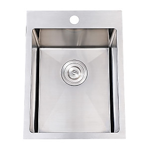 SHACO 15x20 Inch Drop In Bar Sink, Small Kitchen Sink for RV, 16 Gauge 304 Stainless Steel Topmount Single Bowl Handmade Wet Prep Sink for Yard Office Utility Laundry with Sink Grid & Drain