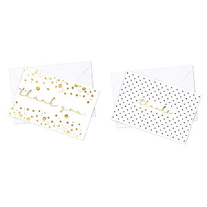 60 Gold Foil Thank You Cards- Elegant Thank You Cards - Thank You Greeting Cards Embossed In Fancy Gold Letters - Baby Shower, Bridal, Wedding Thank You Cards- Include 60 Envelopes- 4 x 6 inches