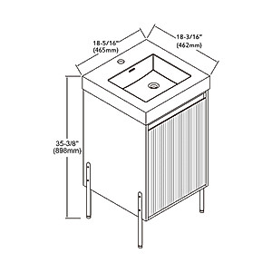 Dowell 18" Inch White Small Bathroom Vanity with Resin/Gel Sink Combo, Narrow Modern Bathroom Cabinet with Soft-Close Door, Freestanding Single Bathroom Vanity Set - 002 Series