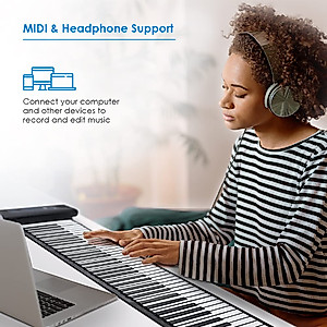 Roll Up Piano Folding Portable Keyboard With Pedal | 61Keys | Music Gifts for Women Men Girl Boys Kids | Educational Toys Gift Set | Digital Beginner Piano