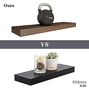 FALANZATH Floating Shelves Wall Mounted Set of 2, Rustic Wood Wall Storage Shelves for Bedroom, Living Room, Bathroom, Kitchen, Office (36 inch, Carbonized Black)