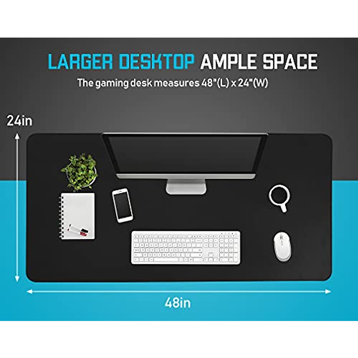 Adjustable Standing Desk, 47" Computer Desk Height Converter Large Desktop Stand Up Desk Fit Dual Monitor for Home Office,Black