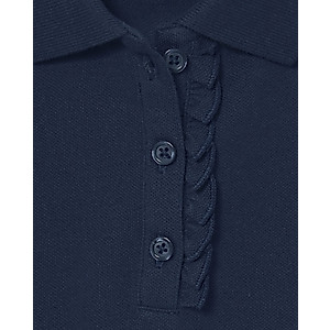 The Children's Place Girls Short Sleeve Ruffle Pique Polo,Tidal Single,M (7/8)