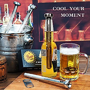 Whiskey Glass Gift with 2pc Beer Chiller Sticks with 1 Bottle Opener, Christmas Stocking Stuffers, Gifts for Men Dad Huband Boyfriend Adults