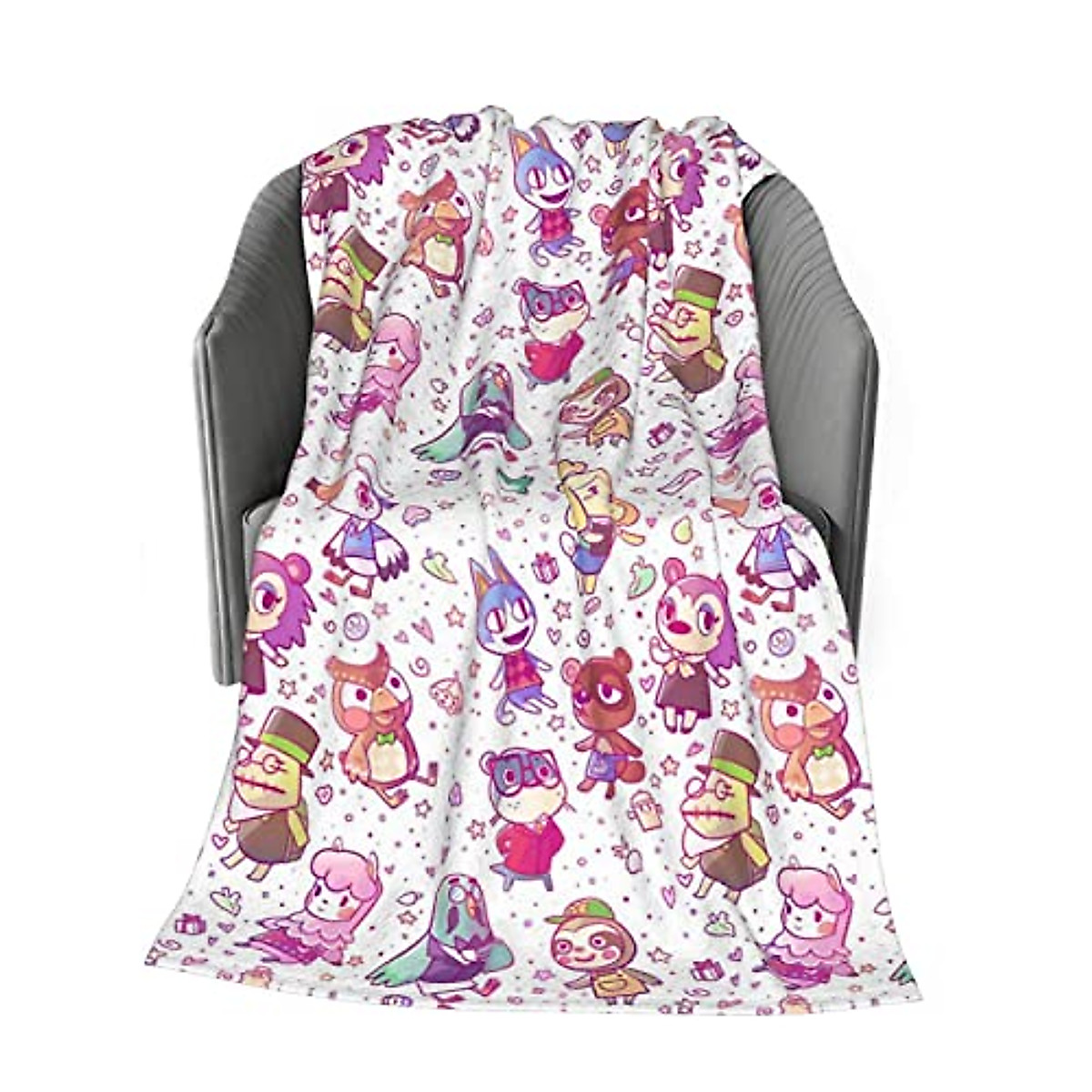 Animal - Cro-ssing Fleece Blanket - All Season 300GSM Lightweight Plush Fuzzy Cozy Soft Flannel Throw Blanket for Bed Sofa Couch Travel Camping 30x50 inches