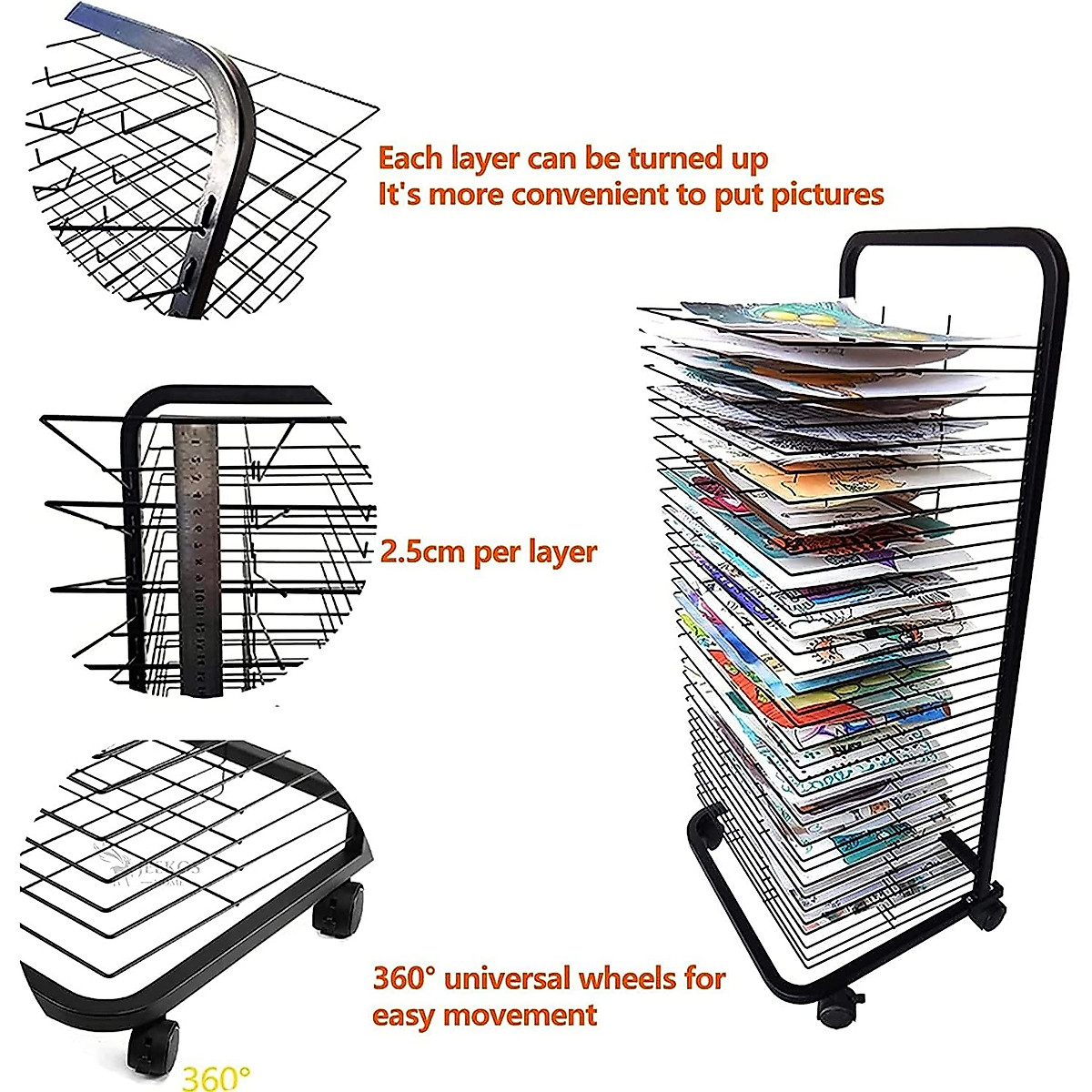 Art Drying Rack, Mobile Art Drying Rack with Wire Rack for Artwork, Art Studio, Drying and Printing Rack, Great for Schools and Art Clubs