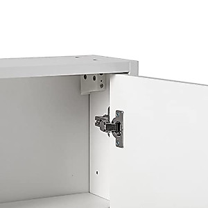 Basicwise Wall Mount Mirrored Cabinet with Open Shelf | 2 Adjustable Shelves Medicine Organizer Storage Furniture for Bathrooms, Kitchens, and Laundry Room, White