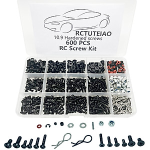 RC Car Tool Stand Repair Work RC Screws Kit 600PCS & RC Screwdrivers and Screws Pallet Kit 360 Degree Rotation for 1/8 1/10 1/12 1/16 1/18 RC Car Truck Crawler (Black)