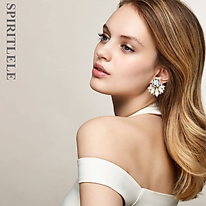 Clear Rhinestone Statement Earrings Fancy Crystal Drop Dangle Wedding Earrings for Women Bride Prom