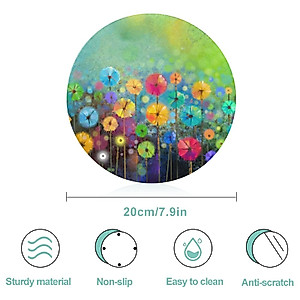 Bagea-Ka Seasonal Nature Spring Summer Autumn Winter Flowers Pattern Tempered Glass Cutting Board 8" Round Kitchen Decorative Chopping Board Small