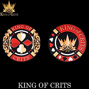 King of Crits Poker 11 Dice Set with Real Poker Chip | Vegas Themed Gambler Polyhedral Dice Set | DND MTG Board Game Dice