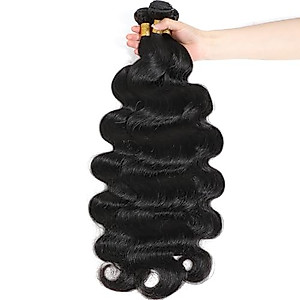 Body Wave Bundles 100% Unprocessed Brazilian Virgin Hair Bundles 20 22 24 inch Body Wave 3 Bundles Double Weft and Wave Bundles For Black Women Body Wave Human Hair Extensions