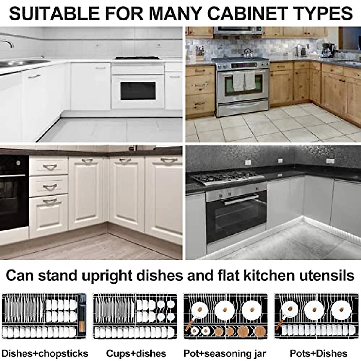 Pull Out Cabinet Drawer Organizer 2-Tier 304 Stainless Steel Wire Basket Pull Out Shelf Storage Organizer Heavy Duty Telescopic Shelving Slide Out Storage for Kitchen Base Cabinet, Cupboard, Pantry (B