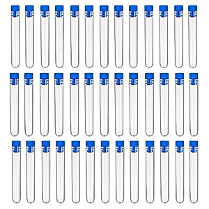 NentMent 100 Pack 5ML Test Tubes with Caps Plastic Clear Graduated Vial Sample Storage Container Testing Tube for Scientific Experiment Halloween Lab Essentials Plant Propagation Water Check