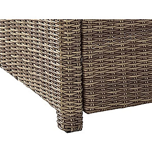 Crosley Furniture Bradenton 3-Piece Outdoor Sofa Patio Furniture Set, Wicker Conversation Sets for Porch, Brown with Sand Cushions