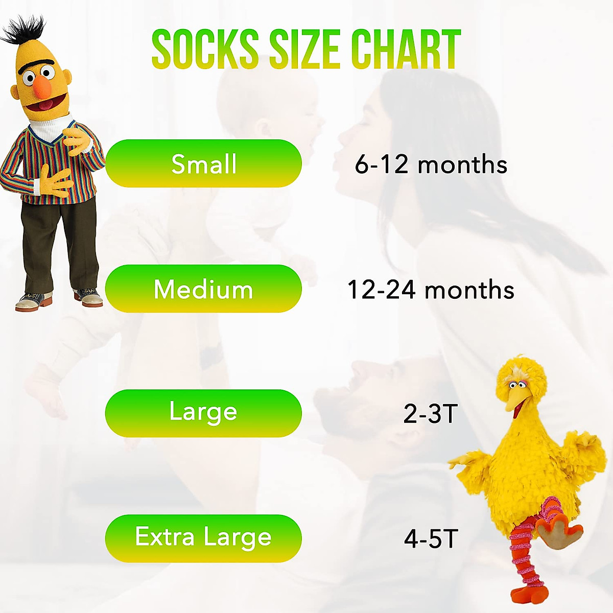 Sesame Street Toddler Socks with Grippers, Non Slip Socks for Kids