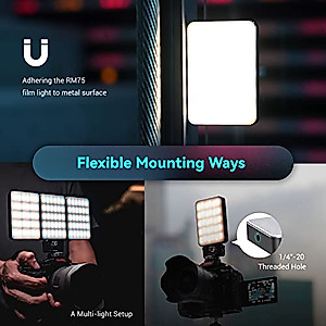 SmallRig RM75 RGB Video Light, RGBWW Full Color Portable LED Light Panel, 4,000mAh Battery, 2500-8500K, CRI96, TLCI 98, Magnetic Attraction and App, for Vlogging Photography