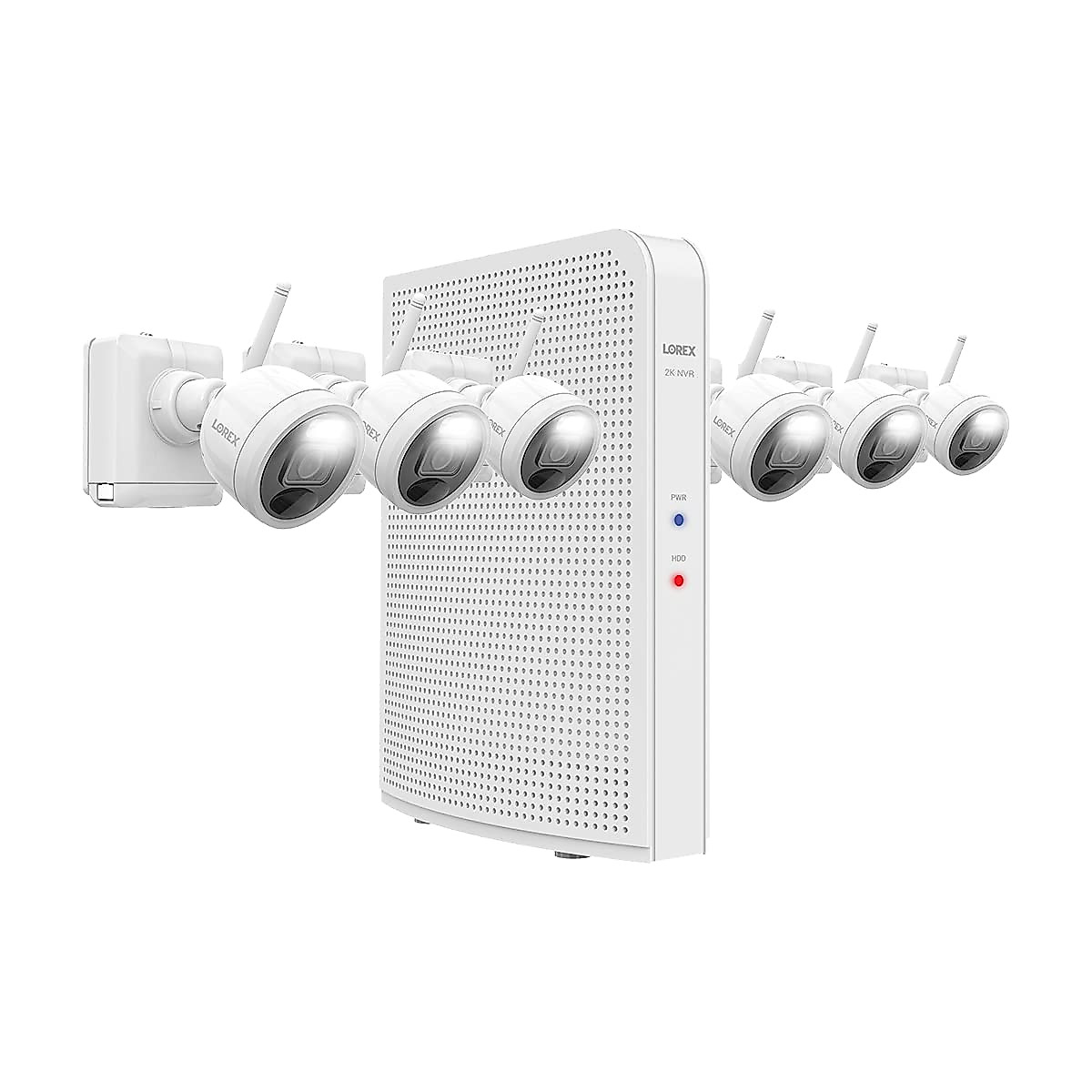 Lorex 2K 8 Channel Wire-Free Security Camera System with 6 Battery-Operated Active Deterrence and Person Detection Indoor/Outdoor Cameras (1TB)