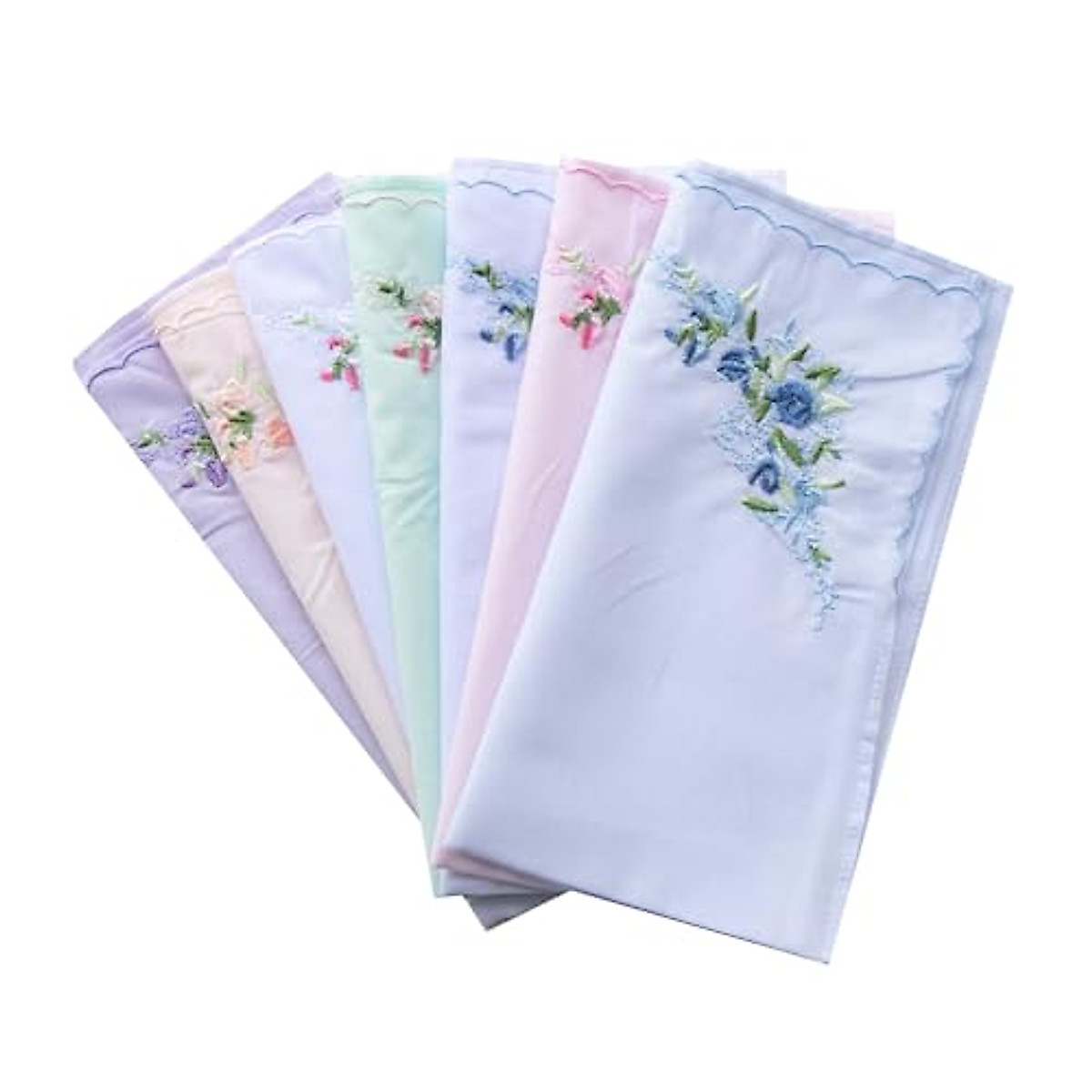 La closure Vintage Floral Cotton Embroidered Ladies Handkerchiefs 6PCS