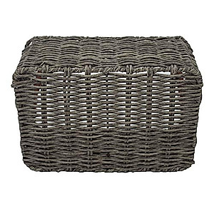 HDKJ PP Tube Storage Basket with handle,Rectangular storage basket,Decorative Home Storage Bins. (Gray, Small)