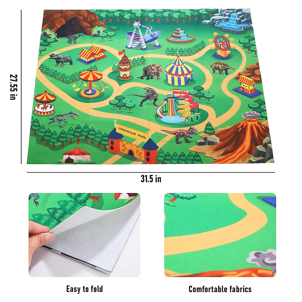 CUTE STONE Dinosaur Truck for Kids 3-5, Dinosaur Transport Truck with Dinosaur Toys and Play Mat, 2 Friction Powered Cars, 4 Pull Back Dinosaur Cars, Dino Car Playset for Boys