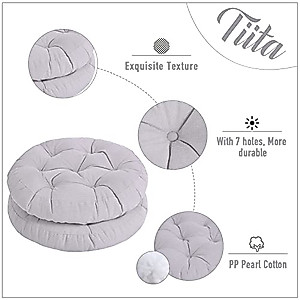 Tiita Patio Chair Cushions Round Seat Pillows Set of 2 Floor Pads 16 x 16 inch Throw Cushion for Indoor/Outdoor Furniture Sitting Living Room Garden, Grey