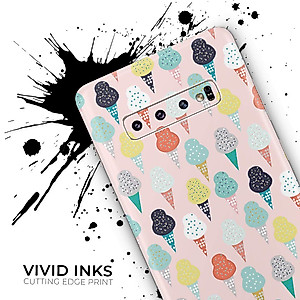 DesignSkinz The All Over Pink Ice Cream Cone Pattern Protective Vinyl Decal Wrap Skin Cover Compatible with The Samsung Galaxy S20 (Screen Trim & Back Glass Skin)