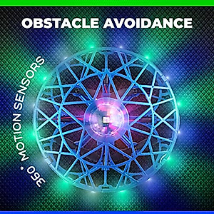 Force1 Scoot Cosmo LED Hand Operated Drone for Kids or Adults - Hands Free Motion Sensor Mini Drone with Bright LED Projection, Easy Indoor Small UFO Toy Flying Ball Drone Toy for Boys and Girls (Blue)