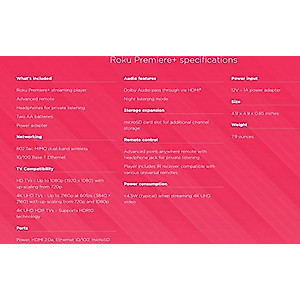 Roku Premiere - HD and 4K UHD Streaming Media Player with HDR