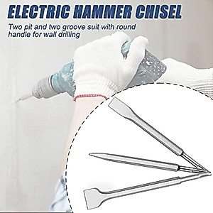 SDS-Plus Hammer Drill Chisel Set, Rotary Hammer Bits Set,3PCS Including Point Chisel, Flat Chisel, Cranked Chisels with Carry Case