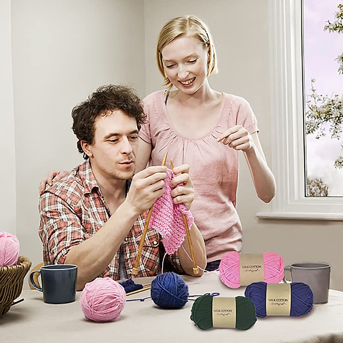 Bristlegrass Electric Blue Chunky Yarn Royal Cotton, 100% Acrylic Yarn, Soft, Super Crochet and Knitting Threads Baby Sweater Scarf Fabric Needlework Craft1.76 Oz (50G) / 115 Yrds (105M)