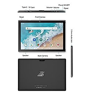 ZZB Tablet 10 Inch Android Tablets, 32GB ROM 512GB Expand，6000mah Battery, Quad-Core Processor 2GB RAM Tableta, 8MP Camera WiFi 10.1'' IPS HD Touch Screen Android 11 Tablet.