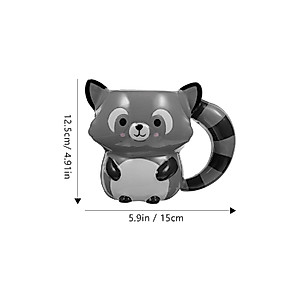 Luxshiny Cute Ceramic Coffee Mug 3D Raccoon Mug Tea Cup Hand Painted Animal Coffee Cappuccino Latte Cup Drinking Cups Milk Cups with Handle for Christmas Birthday Gift Grey