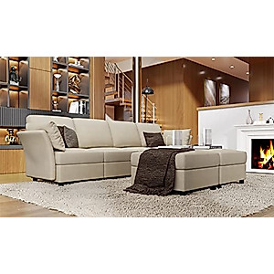 AMERLIFE Modular Sectional Couch with Ottomans- 6 Seat Sofa Couch for Living Room, Convertible U Shaped Couch with Chaise, Oversize Sofa Beige