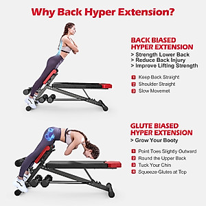 FINER FORM Multi-Functional Adjustable Weight Bench for Total Body Workout – Hyper Back Extension, Roman Chair, Ab Sit up Bench, Decline Bench, Flat Bench. Great Equipment