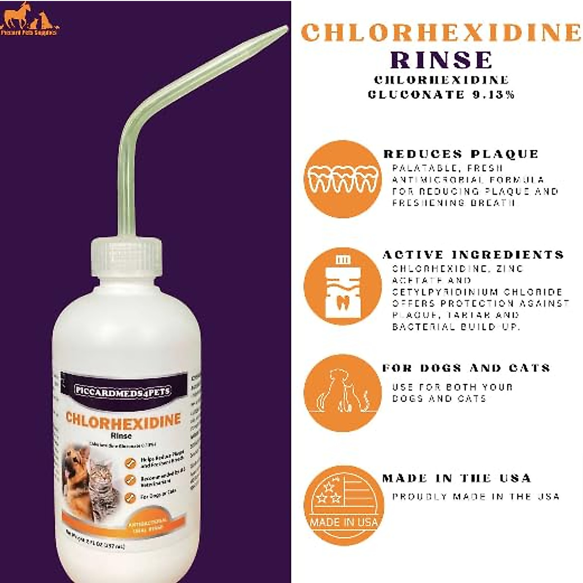 PICCARDMEDS4PETS Plaque & Tartar Control Dental Dog & Cat Rinse, 8oz