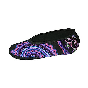 NuFoot Ballet Flats Women's Shoes, Best Foldable & Flexible Flats, Slipper Socks, Travel Slippers & Exercise Shoes, Dance Shoes, Yoga Socks, House Shoes, Indoor Slippers, Paisley, Large